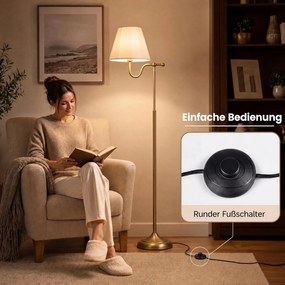 Costway Stojací lampa 158 cm s látkovým stínidlem a kovovým rámem Stojací lampa