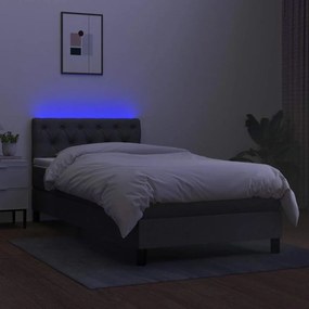 Box spring postel s matrací a LED tmavě šedá 80 x 200 cm textil 3133350