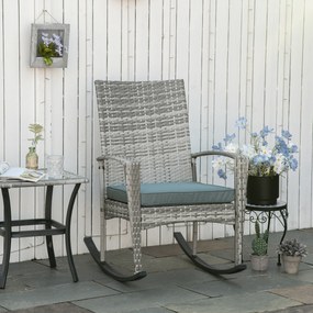 Houpací křeslo Outsunny Zahradní houpací křeslo s polštářem, polyratan a kov, šedé, 66 x 88 x 98 cm, ideální na terasu a zahradu | Aosom.de