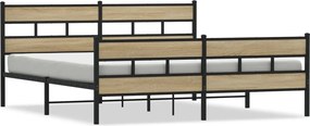 Kovový rám postele bez matrace dub sonoma 193 x 203 cm 3308474