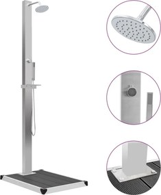 Zahradní sprcha s vaničkou WPC nerezová ocel 3051286