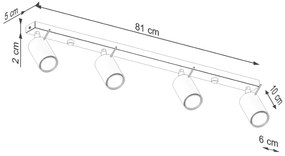Bodové svítidlo Ring, 4x olivové kovové stínítko, (možnost polohování)