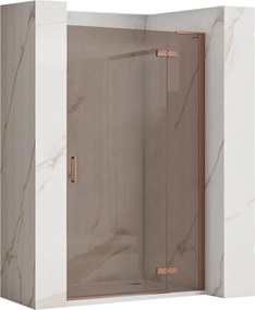 Rea Hugo, 1-křídlé sprchové dveře 90x200 cm, 6mm šedé sklo, měděná matná + boční magnetický profil, KPL-K6961