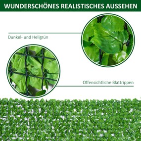 Outsunny Umělý živý plot Soukromí Živý plot Terasa Nástěnná dekorace Nástěnná dekorace Světle zelená 300 x 150 cm | Aosom