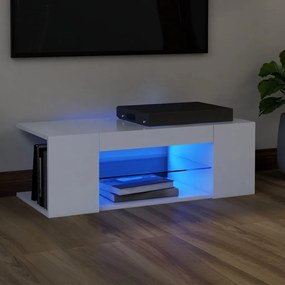 TV skříňka s LED osvětlením bílá 90 x 39 x 30 cm