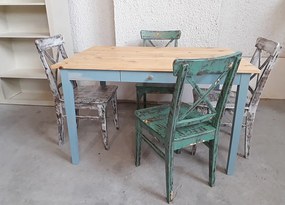 Stará Krása – Ruční výroba Jídelní sestava ve venkovském stylu 76 x 120 x 60 + 4 židle
