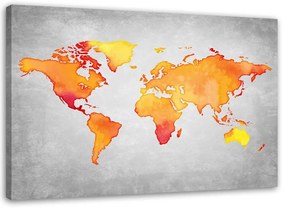 Gario Obraz na plátně Oranžová mapa světa Rozměry: 60 x 40 cm