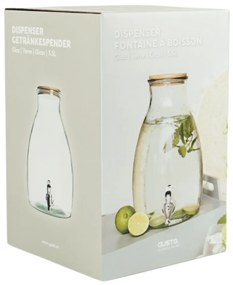 Skleněný zásobník na nápoje GUSTA s dřevěným víčkem 5,5 L