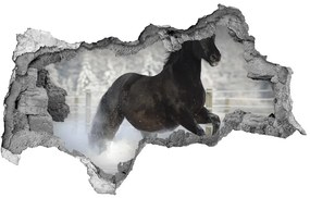 Wallmuralia Díra 3D fototapeta nálepka Kůň ve cvalu sníh 95x73 cm