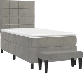 Box spring postel s matrací světle šedá 100x200 cm samet 3137827