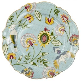 Modrý porcelánový dezertní talíř s květy Flower Arend-jan – 20x2 cm