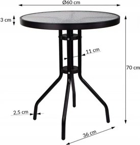 Zahradní stolek 60 cm SPRINGOS BISTRO GF1010 černý