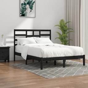 Rám postele černý masivní dřevo 150 x 200 cm King Size,  3105804