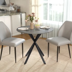HOMCOM kulatý jídelní stůl, průměr 80 cm, průmyslové ocelové X-nohy, do kuchyně/jídelny/domácí kanceláře, šedý