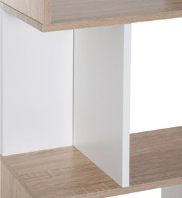 HOMCOM Moderní Regál S Tvarovým Designem, 4 Poličky, 60 Š x 24 H x 148 V cm, Dub Bílý