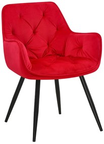 Červená sametová jídelní židle 85cm