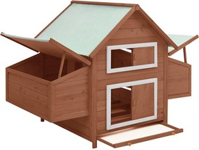 Kurník moka a bílý 150 x 96 x 110 cm masivní jedlové dřevo 171461