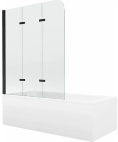 Mexen Cubik obdélníková vana 170 x 70 cm s opláštěním a 3křídlou zástěnou 120 cm, transparentní, černá - 550317070X9012037000