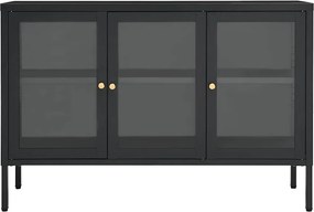 Příborník antracitový 105 x 35 x 70 cm ocel a sklo 336069