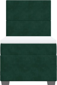 Box spring postel s matrací tmavě zelená 90x190 cm samet 3293083