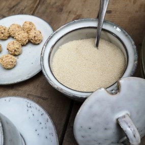 Cukřenka s víčkem Broste NORDIC SAND V.7 cm písková