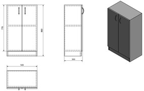 Aqualine, SIMPLEX ECO nízká skříňka 50x86x30cm, SIME540