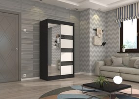 ADRK Furniture Posuvná skříň se zrcadlem a lacobelem TOURA 120 ADRK-SW-TOU-BWBL-120