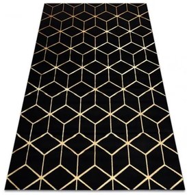Dywany Luszczow Kusový koberec 3D GLOSS 409C 86 Krychle černý / zlato Rozměr koberce: 140 x 190 cm