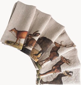 Sada lněných ubrousků Wild Animals, 6 dílů