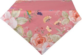 Růžový bavlněný ubrus s květy Flower & Fiesta - 100*100 cm