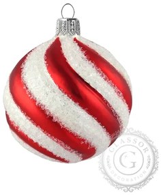Vánoční koule červeno-bílá spirála