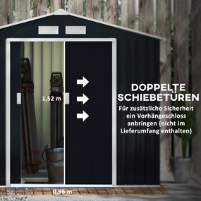 Outsunny kůlna na nářadí zahradní kůlna zahradní kůlna s rámem podlahy a posuvnými dveřmi ocelová odolná proti povětrnostním vlivům uhlíkově šedá 213…