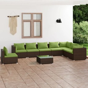vidaXL 9dílná zahradní sedací souprava s poduškami polyratan [3102380] Barva: Černá a krémová