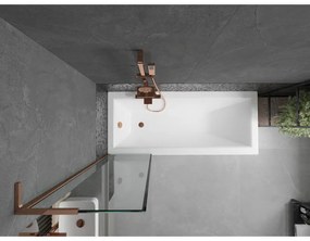 Mexen Next L, 1-křídlová vanová zástěna 50 x 150 cm, 6mm čiré sklo-černý vzor, ​​růžové zlato profil, 895-050-000-03-70-60