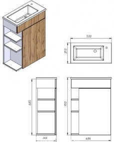 Lavedo Amadeo Antracit 50 koupelnová skříňka s umyvadlem