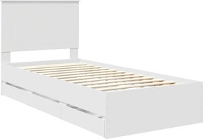 Rám postele se zásuvkou Bílá 90 x 200 cm Inženýrské dřevo 3411152