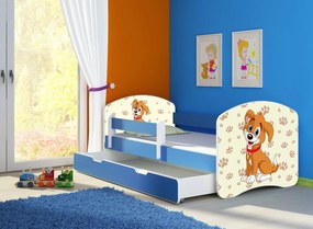 Dětská postel - Pejsek 2 160x80 cm + šuplík modrá