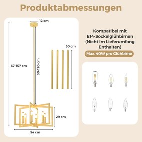 Costway 6-plamenný lustr stropní svítidlo průmyslové závěsné svítidlo