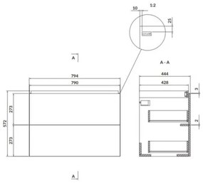 Cersanit Larga, umyvadlová skříňka 80cm, šedá matná, S932-075