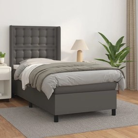 Box spring postel s matrací šedá 90x200 cm umělá kůže