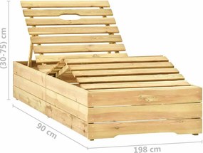 Zahradní lehátko se stolkem a poduškou impregnovaná borovice 3065962