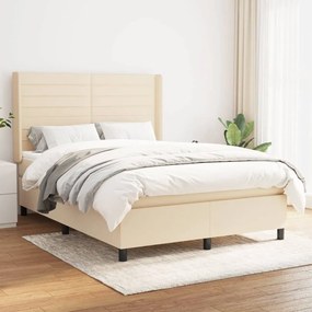Box spring postel s matrací krémová 140x200 cm textil,  3131518