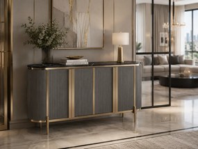 Komoda Stilig ST384 160 cm černý mramor/grafit/zlatá