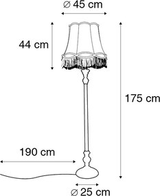 Retro stojací lampa šedá s růžovým stínítkem Granny - Classico