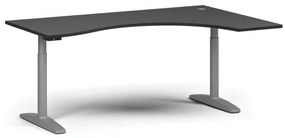 Výškově nastavitelný stůl OBOL, elektrický, 675-1325 mm, ergonomický pravý, deska 1800x1200 mm, šedá zaoblená podnož, grafit