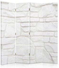 Ozdobný paraván Bílá stěna - 145x170 cm, čtyřdílný, obustranný paraván 360°