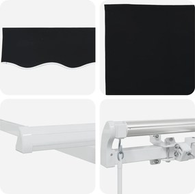 Stahovací markýza Černá 350 x 250 cm Polyester a hliník 3330321