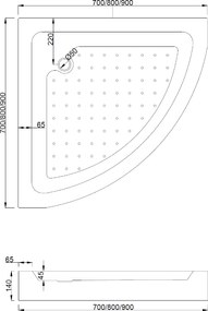 Mexen Rio, čtvrtkruhový sprchový kout 80 x 80 cm, 6mm čiré sklo, chromový profil + bílá sprchová vanička RIO, 863-080-080-01-00-4710