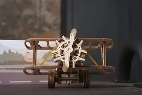 UGEARS 3D dřevěná mechanická skládačka Mini dvojplošník / od 8 let / O