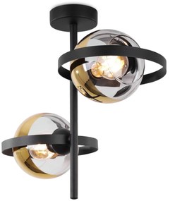Stropní svítidlo Asturia Ring, 2x zlaté/transparentní skleněné stínítko, B